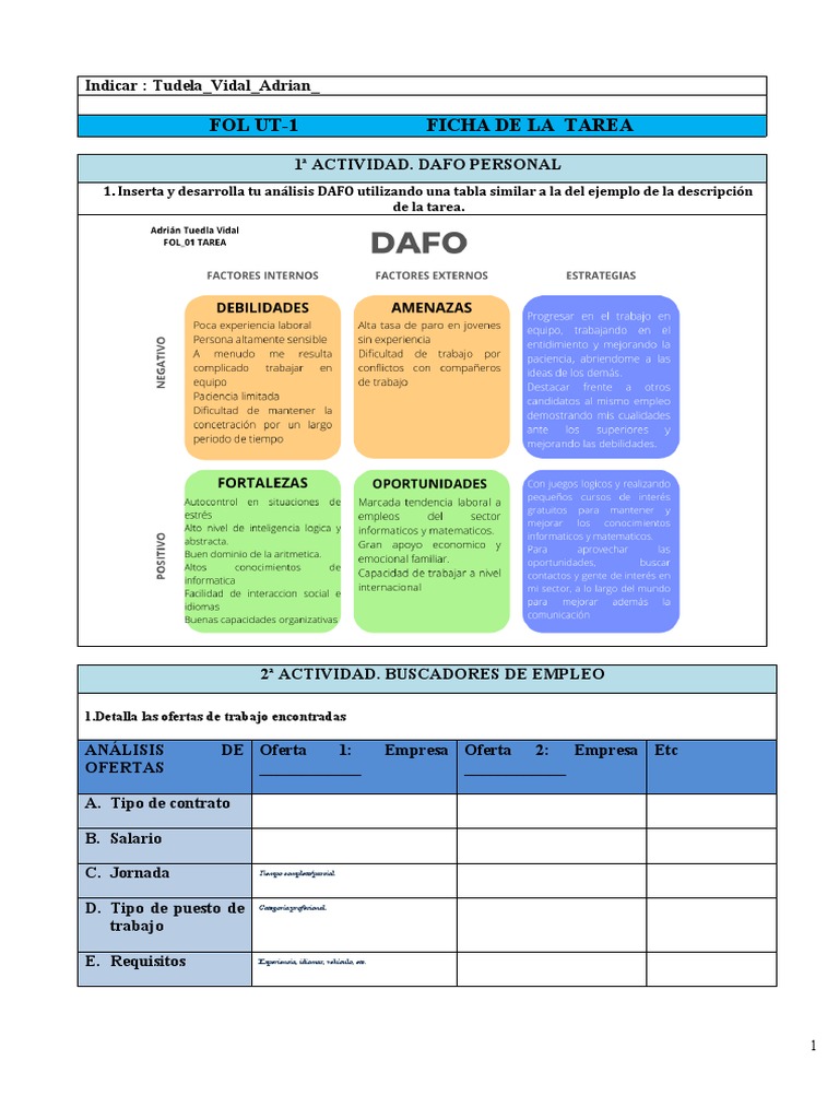 Ficha de La Tarea Fol-Ut1 | PDF
