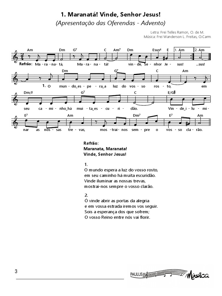 Maranatá! Vinde, Senhor Jesus! | PDF | Advento | Feriados vinculados ao Natal
