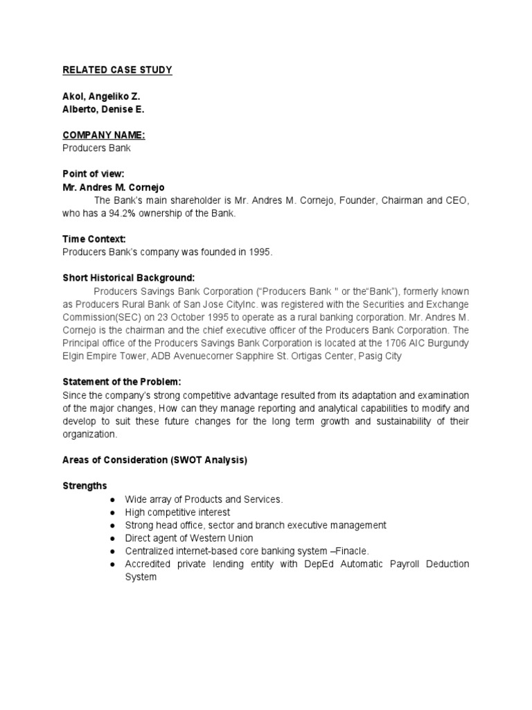 Related Case Study. | PDF | Banks | Brand