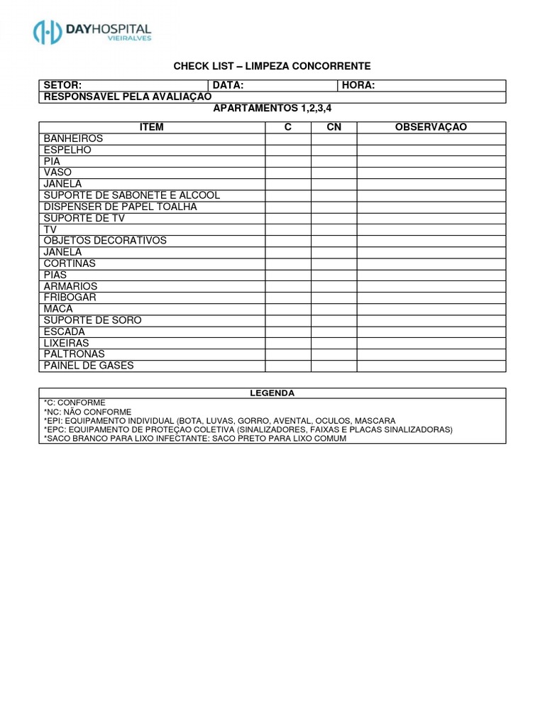Check List Limpeza Concorrente - 6 | PDF