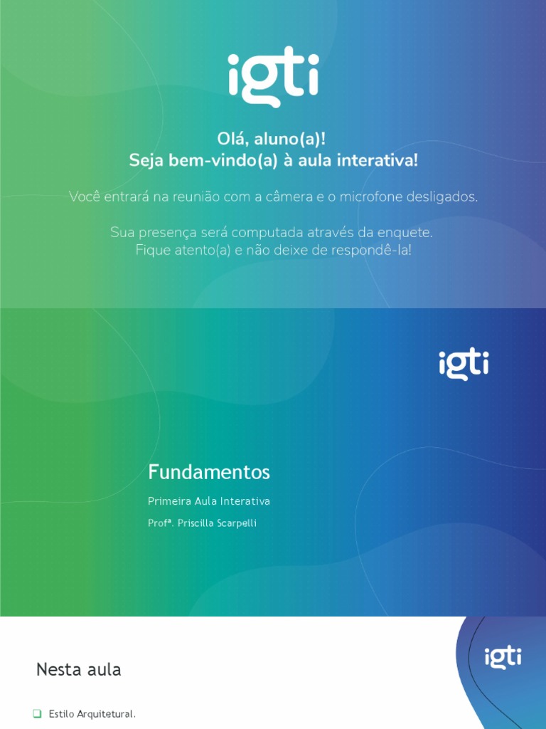 Slides Da Primeira Aula Interativa Do Módulo 1 - Bootcamp Arquiteto (A ...