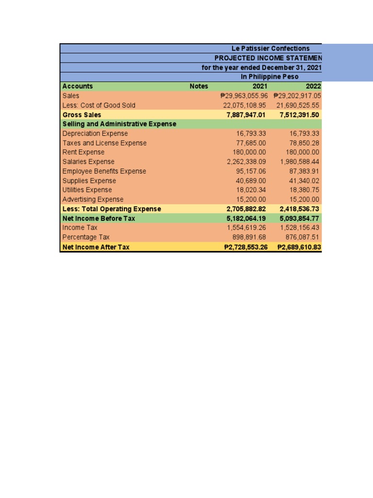 Projected Financial Statements | PDF