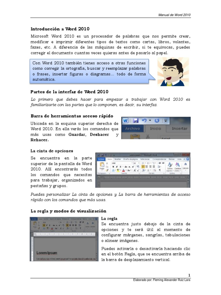 Manual de Word 2010: Interfaz y Funciones | PDF | Hipervínculo ...