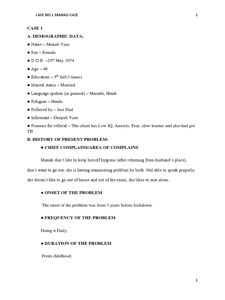 Manali Vaze Case File Final PDF | PDF | Psychotherapy | Art Therapy