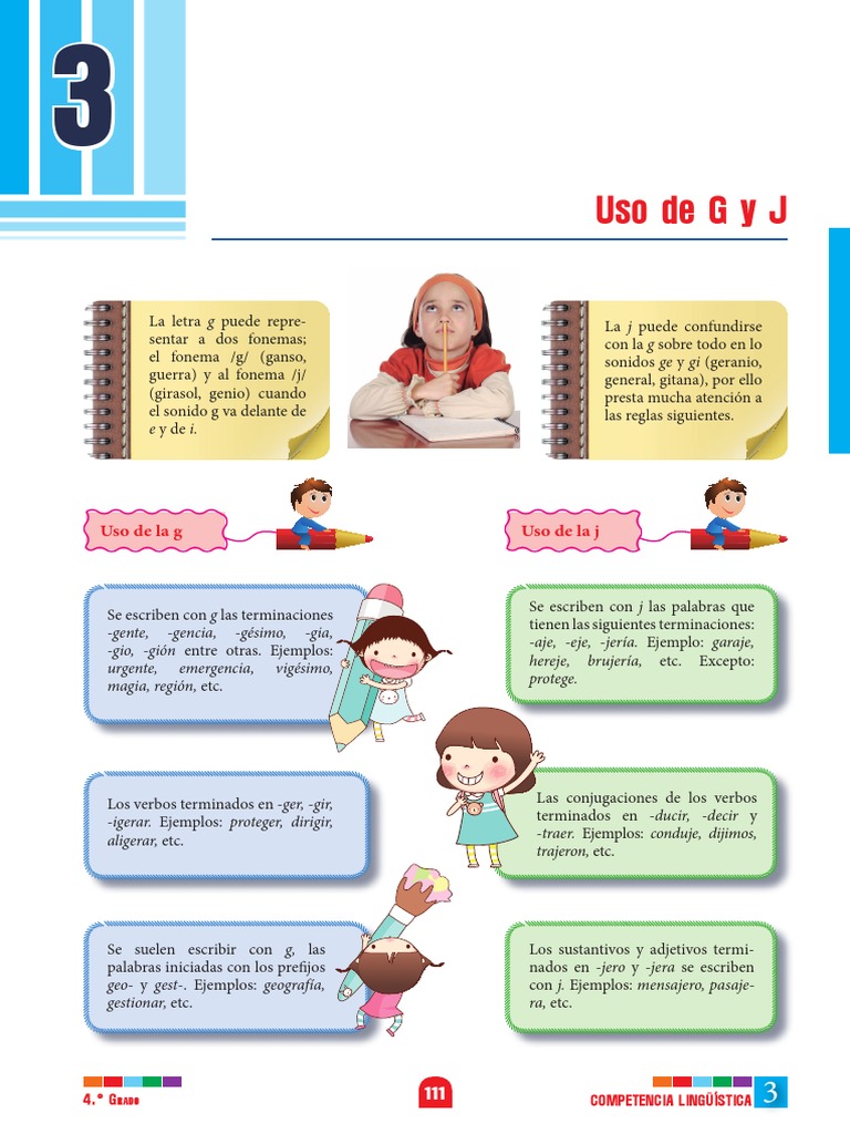 CL - 4°grado - Sem3 - Uso de G y J | PDF