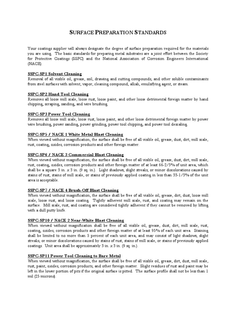 Sspc Surface Preparartion Standards Pdf Rust Corrosion