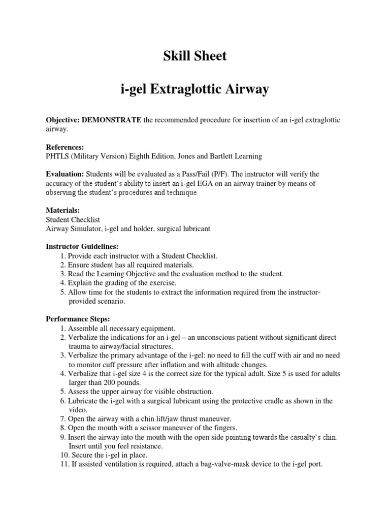 3 I Gel Skill Sheet | PDF