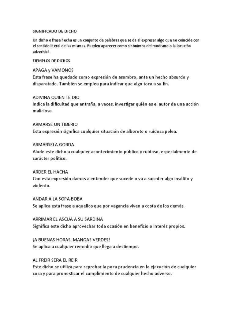 Significado y Ejemplos de Dichos | PDF