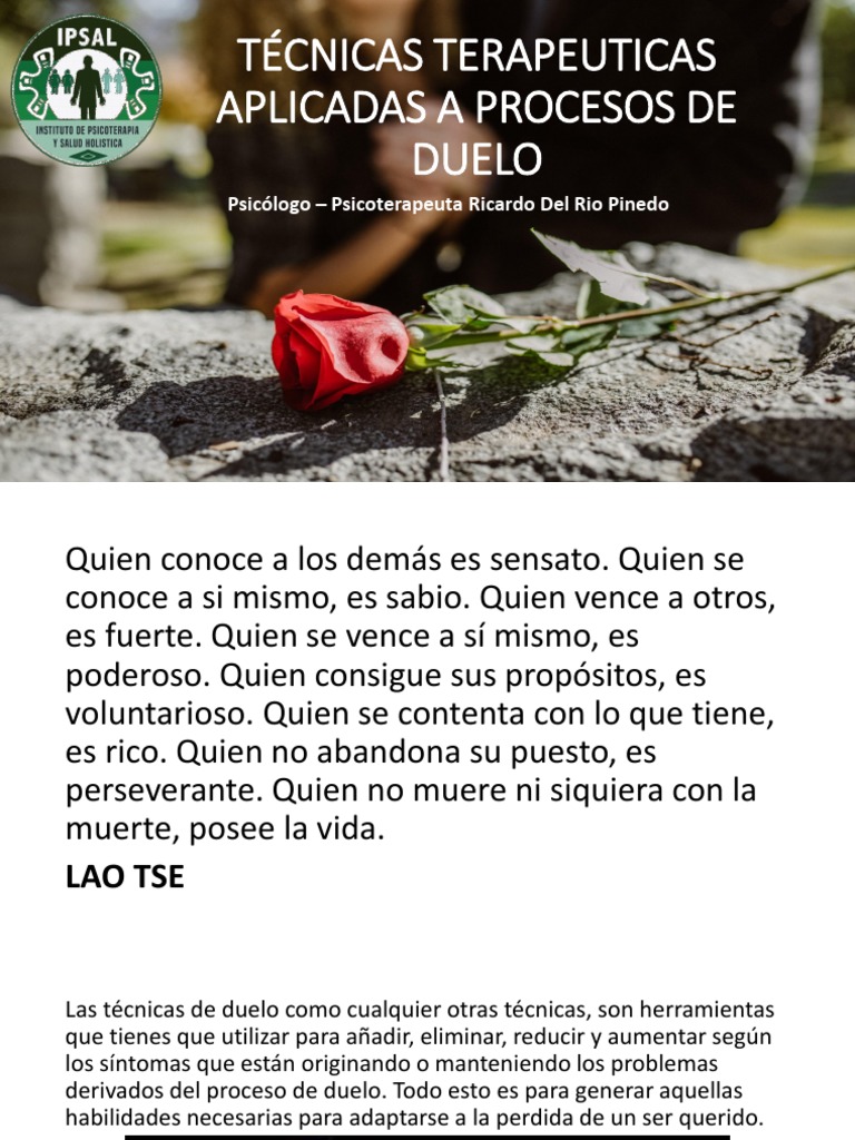 Técnicas Terapeuticas Aplicadas A Procesos de Duelo | PDF