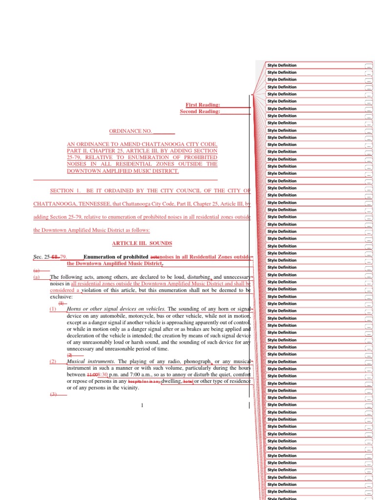 Proposed Noise Ordinance For Chattanooga | PDF