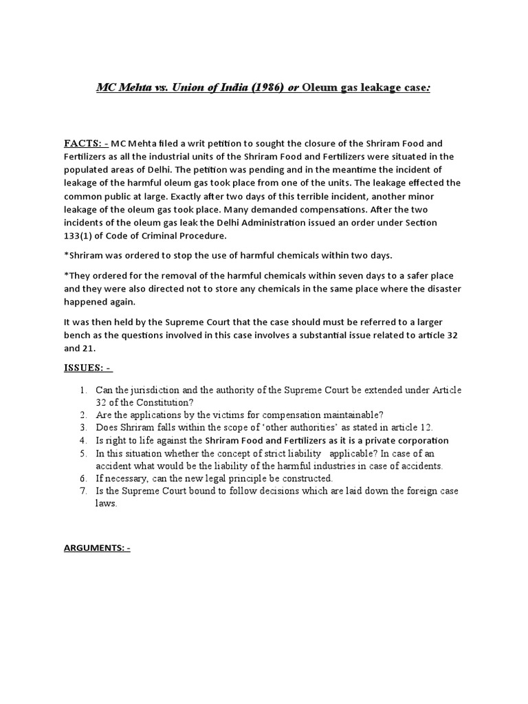 Oleum Gas Leak Case | PDF