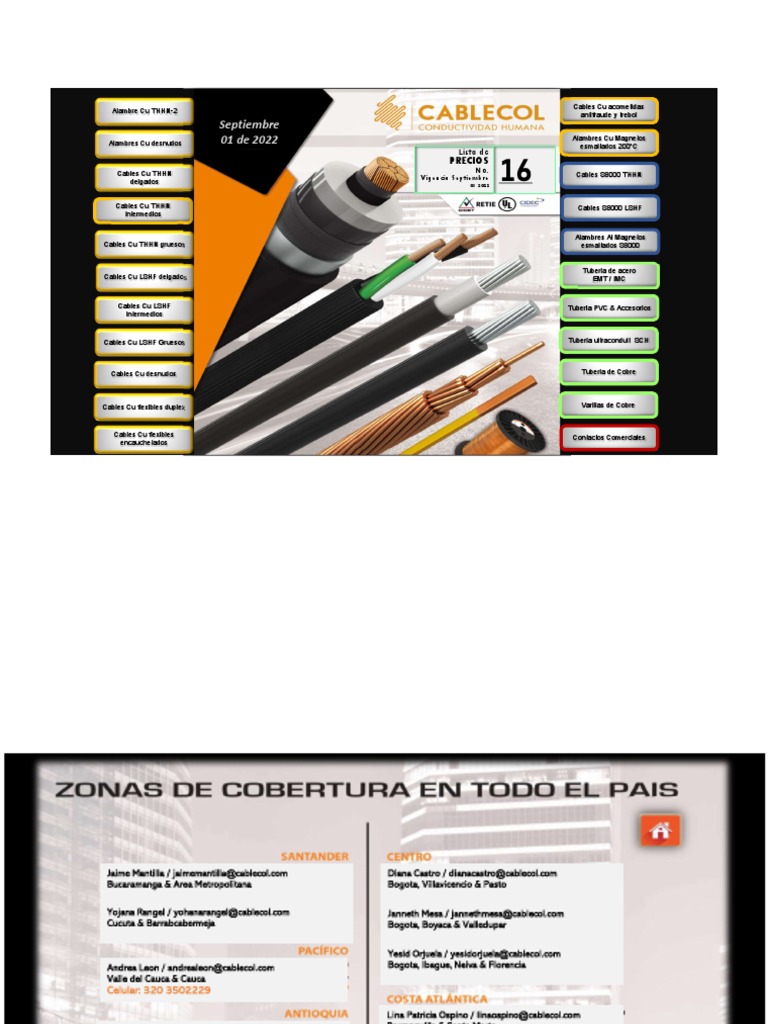 Lista de Precios CABLECOL | PDF | Materiales | Cable