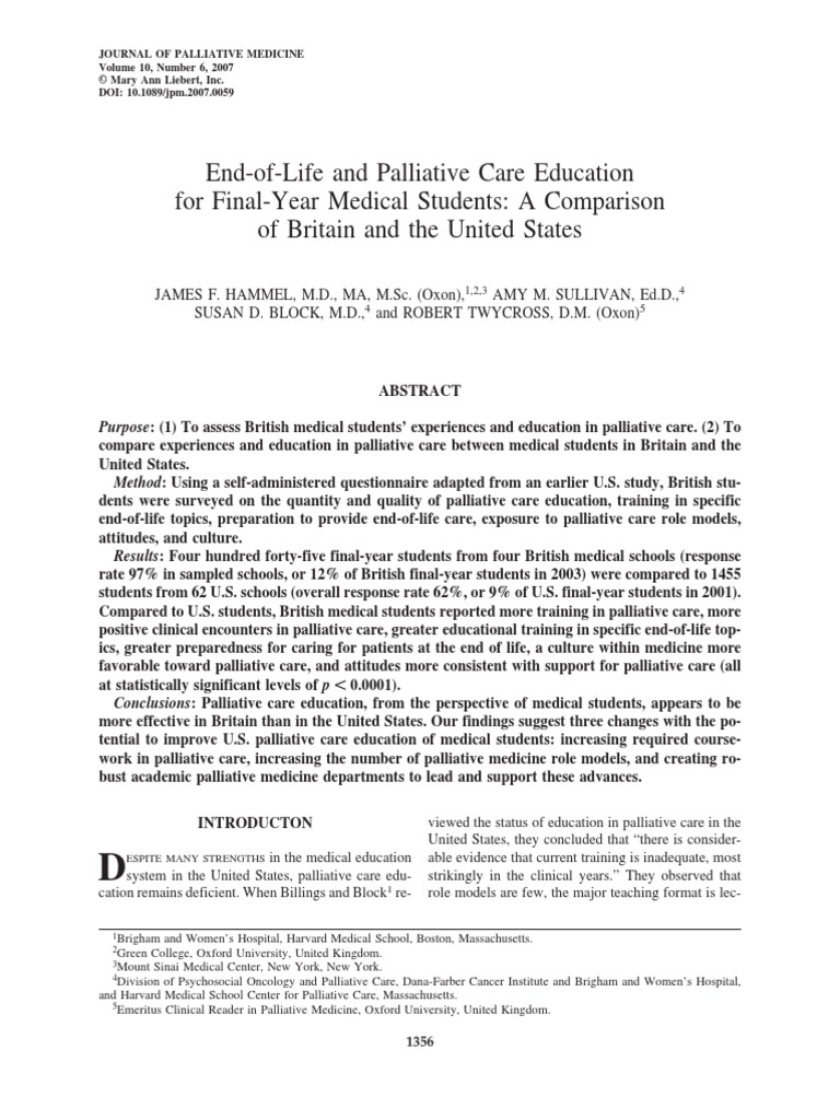Hammel Et Al. (2007) | PDF | Palliative Care | Hospice