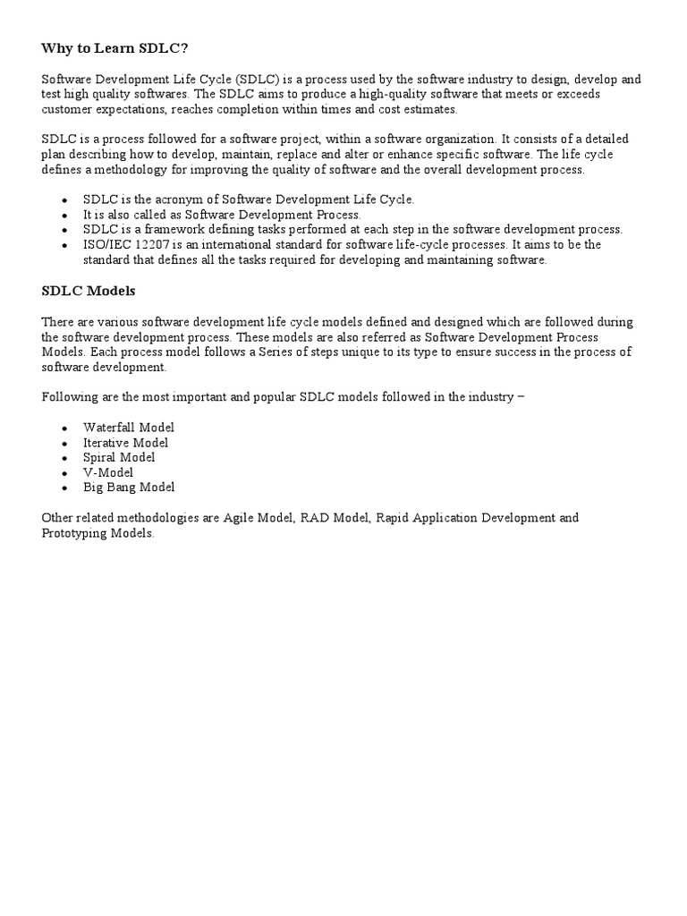 Software Development Life Cycle | PDF