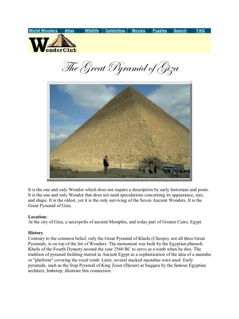 World Wonders Giza | PDF | Social Science