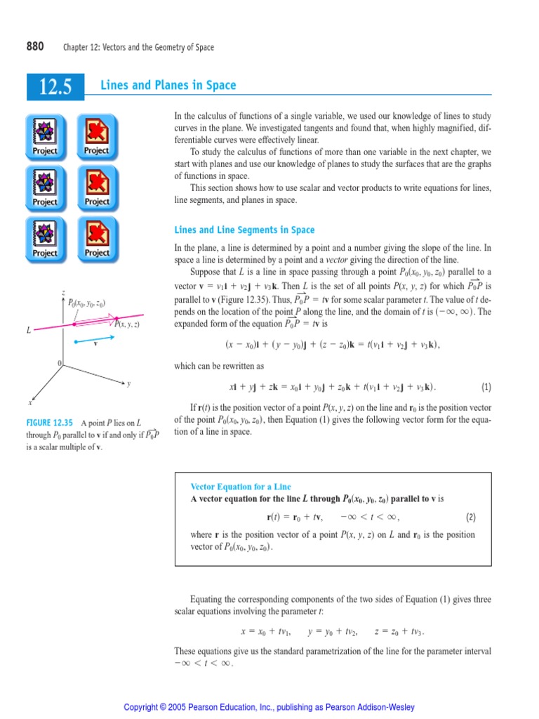 Chap 12 (12.5 Only) | PDF | Plane (Geometry) | Line (Geometry)