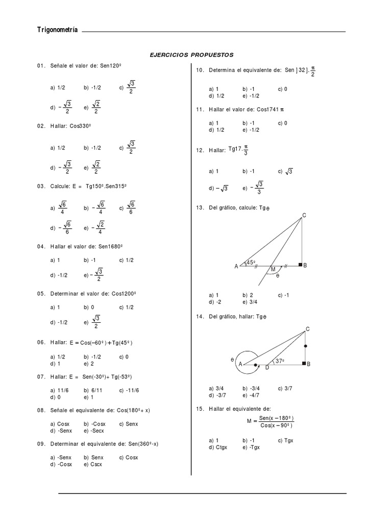 Ejercicios de Trigonometría Avanzada | PDF