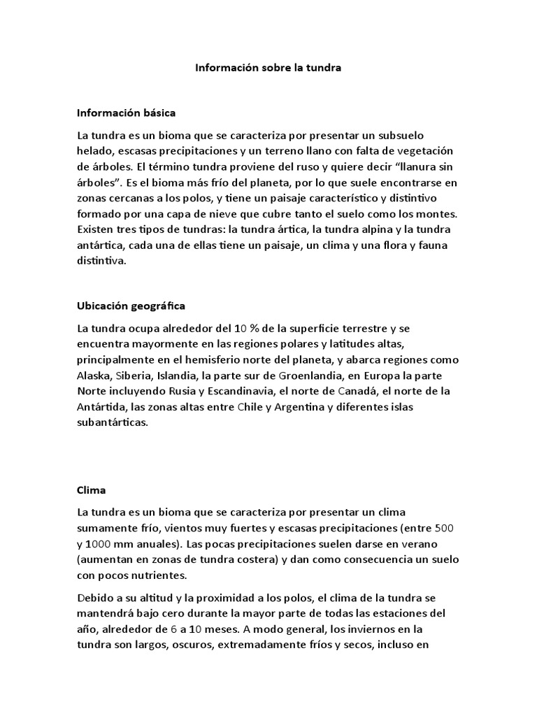 Información Sobre La Tundra | PDF | Ciencias de la Tierra | Geografía ...