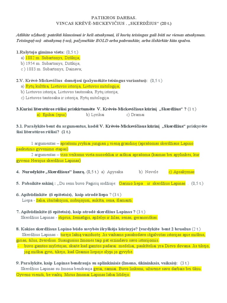 PATIKROS DARBAS - Skerdzius | PDF