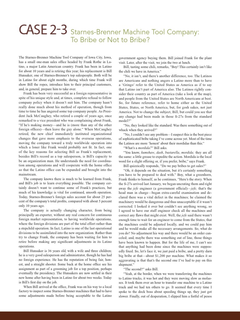 Starnes Brenner Machine Tool Company | PDF | Bribery | Business