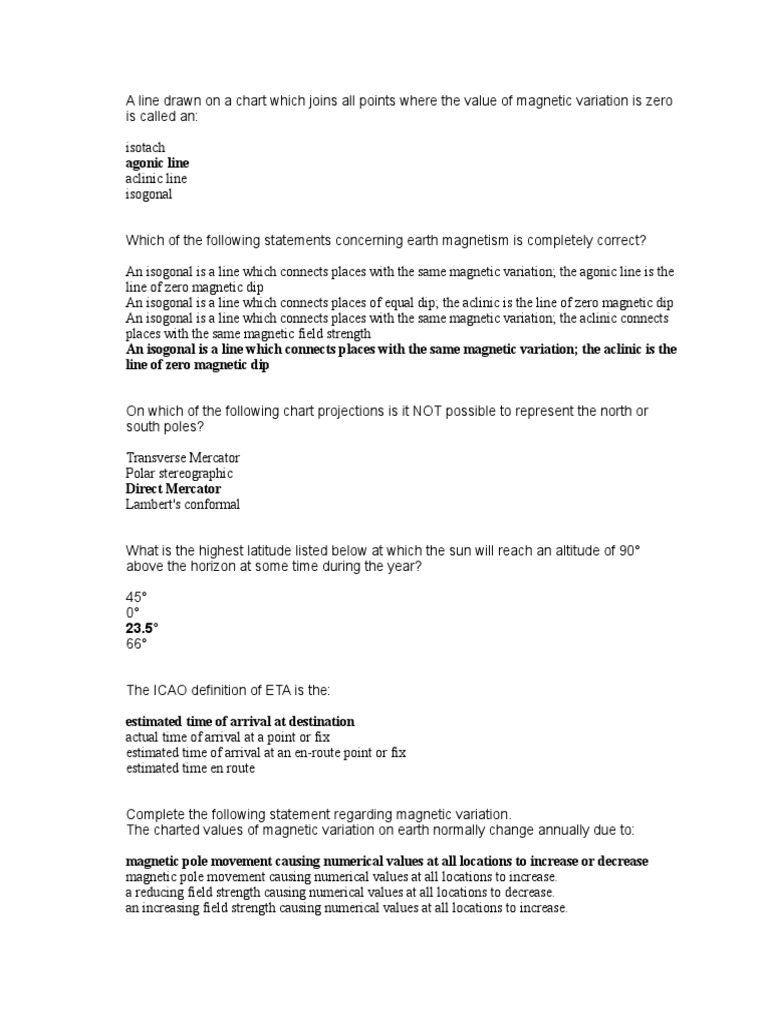 1 - Navigation Theory Questions | PDF | Latitude | Equator