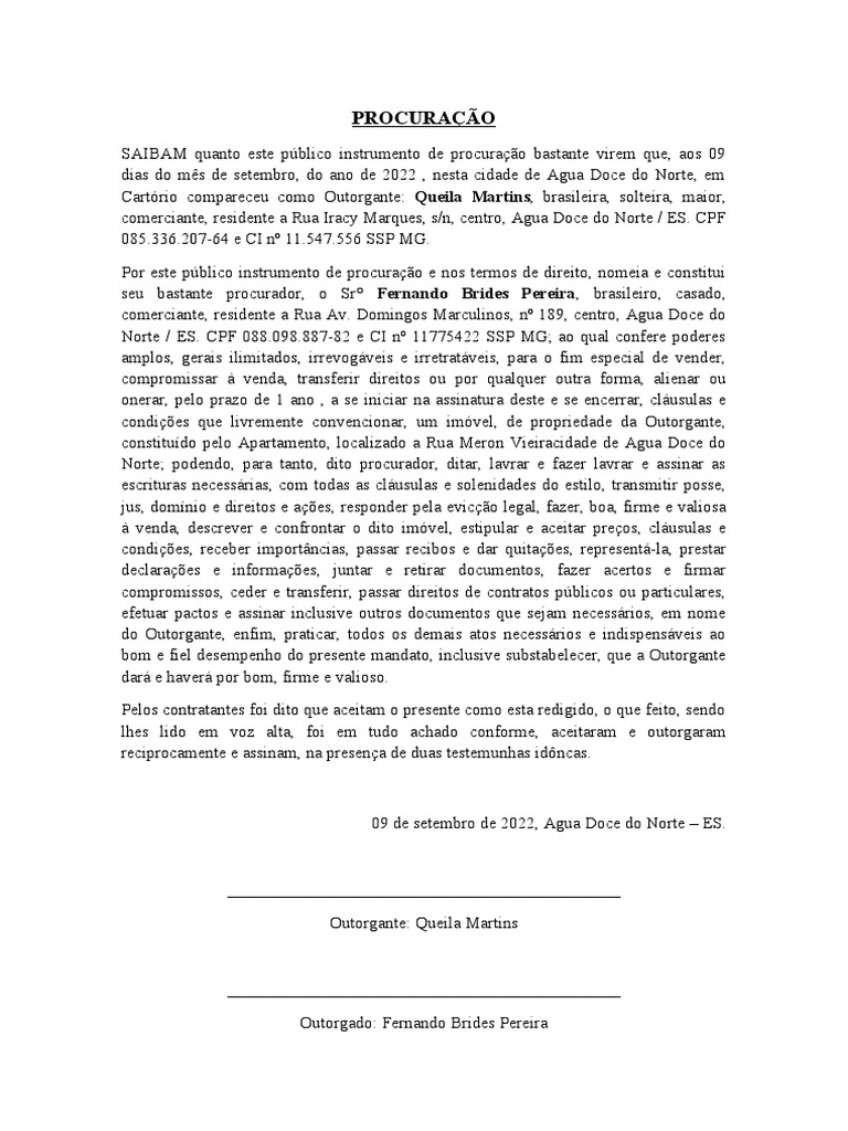 Modelo De Procuracao Publica Para Bancos