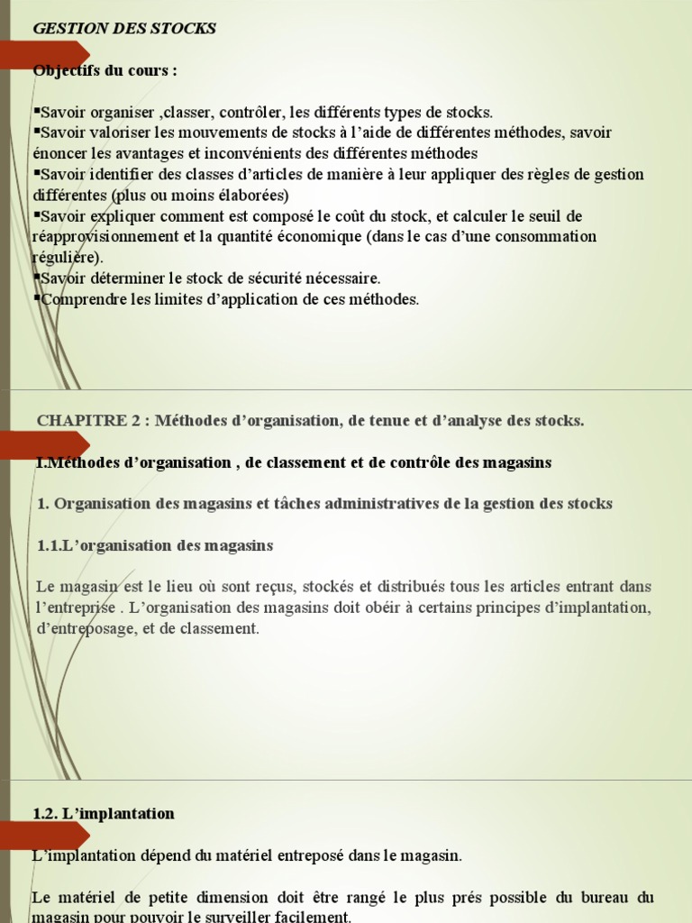 Support de Cours Partie 2 | PDF | Inventaire | Business