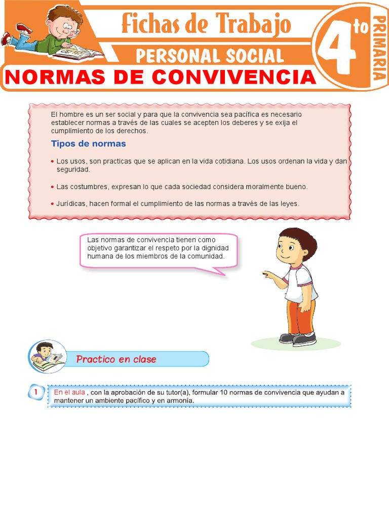 Normas de Convivencia Escolar para Cuarto Grado de Primaria | PDF