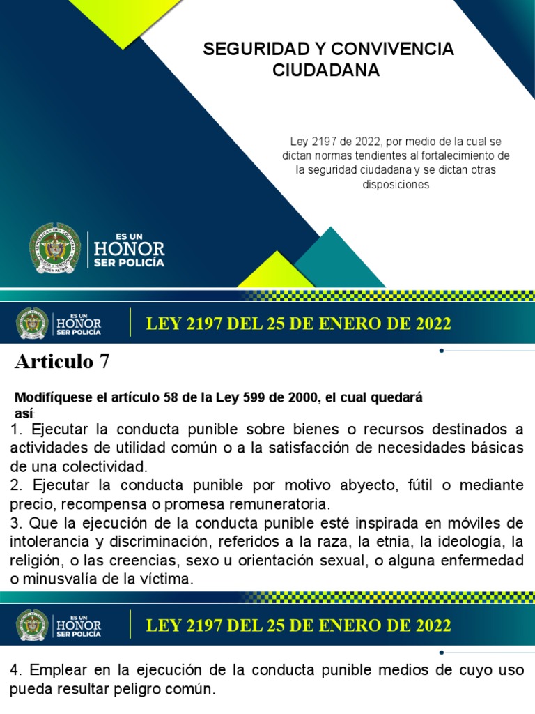 Presentacion Ley 2197 Del 25 de Enero de 2022 | PDF