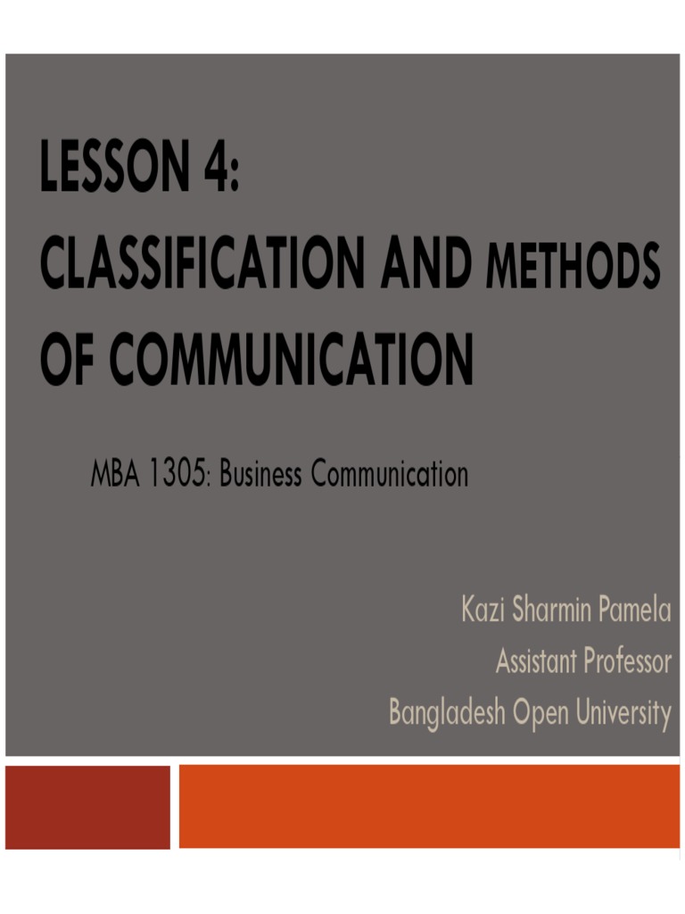 Lesson 4-Classification and Methods of Communication | PDF | Nonverbal ...