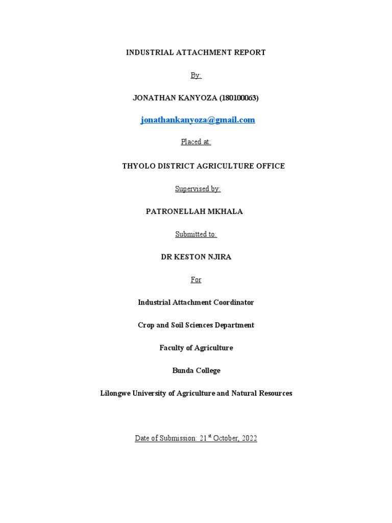 Jonathan Kanyoaza-_Industrial_Attachment_Report | PDF | Agriculture ...