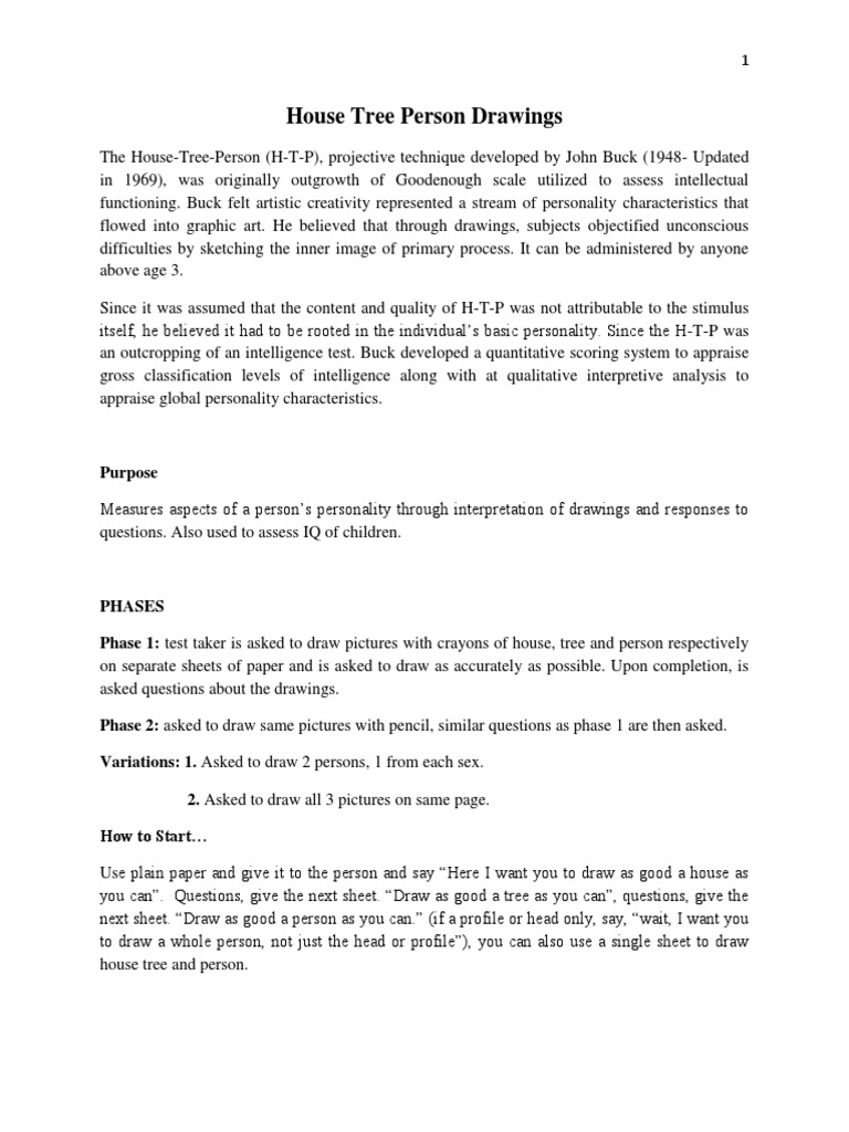 House-Tree-Person Drawing Analysis | PDF | Anxiety | Id
