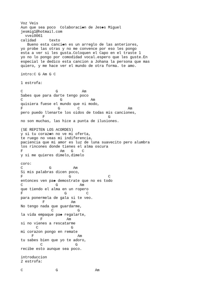 Voz Veis - Aunque Sea Poco | PDF