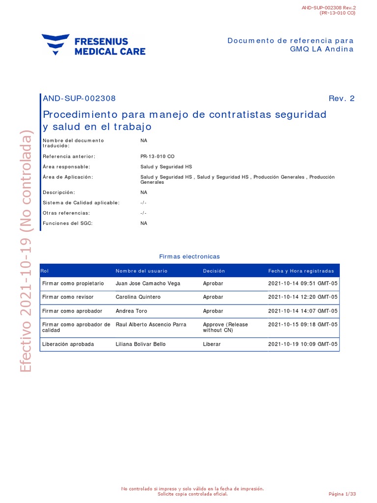 Procedimiento Manejo de Contratistas | PDF Procedimiento Manejo de Contratistas | PDF