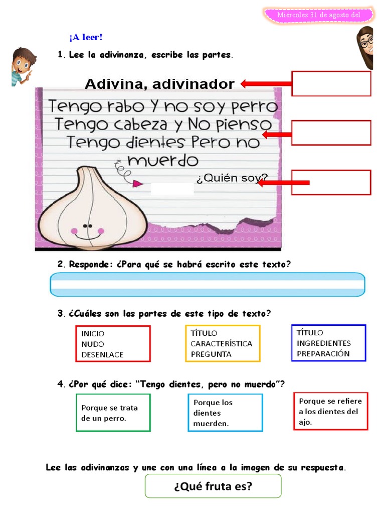 D3 A2 FICHA Leemos Adivinanzas | PDF
