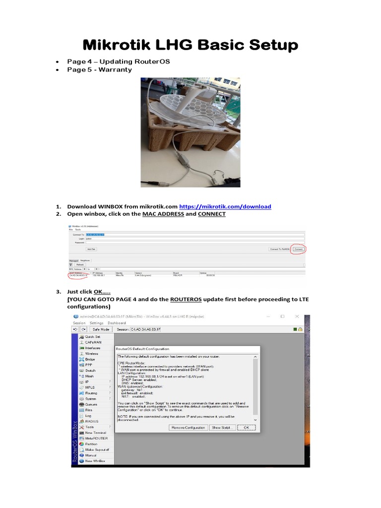 Mikrotik LHG 5 Basic Setup Guide | PDF | Computers