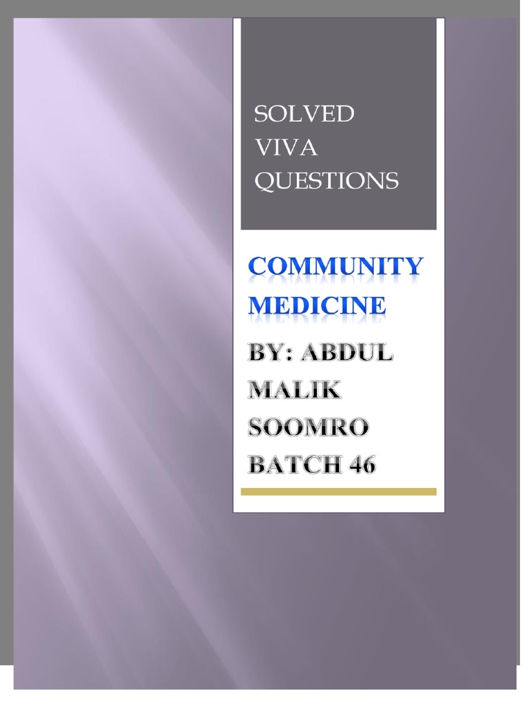 SOLVED Viva Question of Community Medicine by AMS 46 | PDF