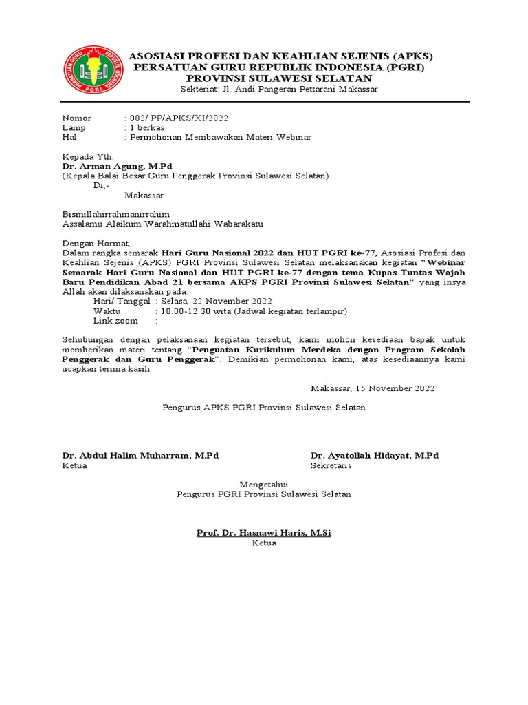 Persuratan Webinar APKS 2022 | PDF