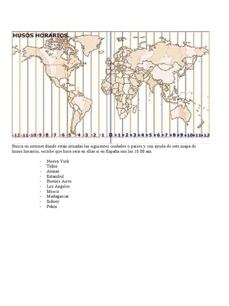 Ejercicios Husos Horarios | PDF