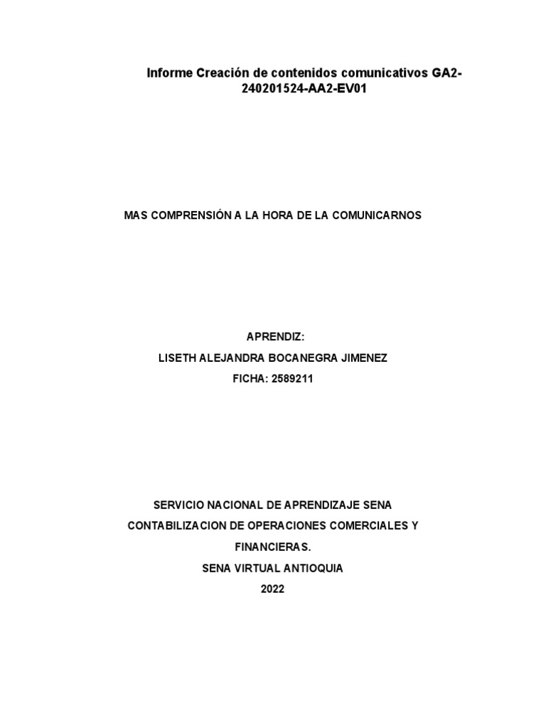 Informe Creacion de Contenidos Comunicativos | PDF | Comunicación | Narración