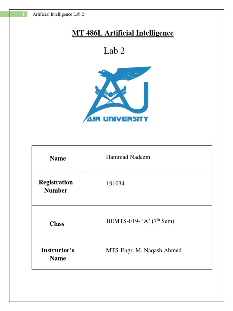 Artificial Intelligence Lab 2 | PDF | Teaching Methods & Materials ...