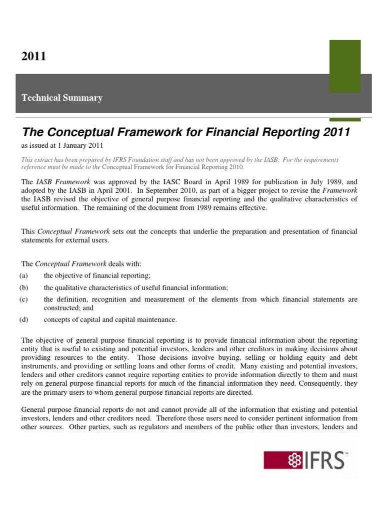The Conceptual Framework For Financial Reporting 2011 | PDF | Financial ...