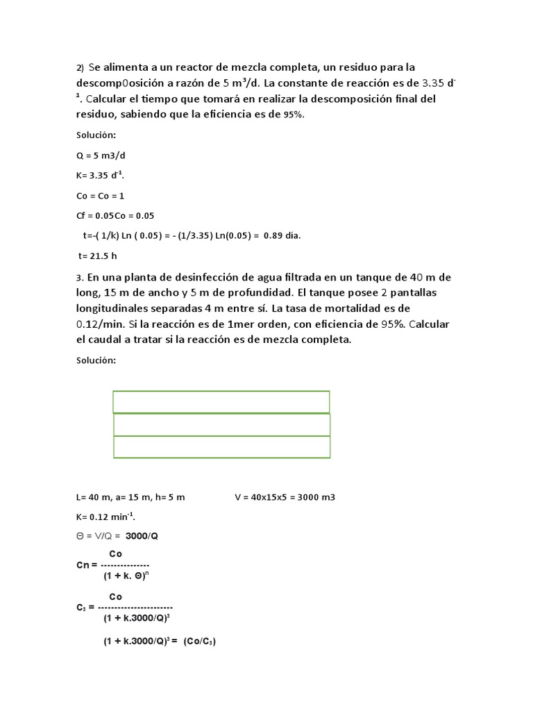 Resolución Ejercicios Reactores | PDF