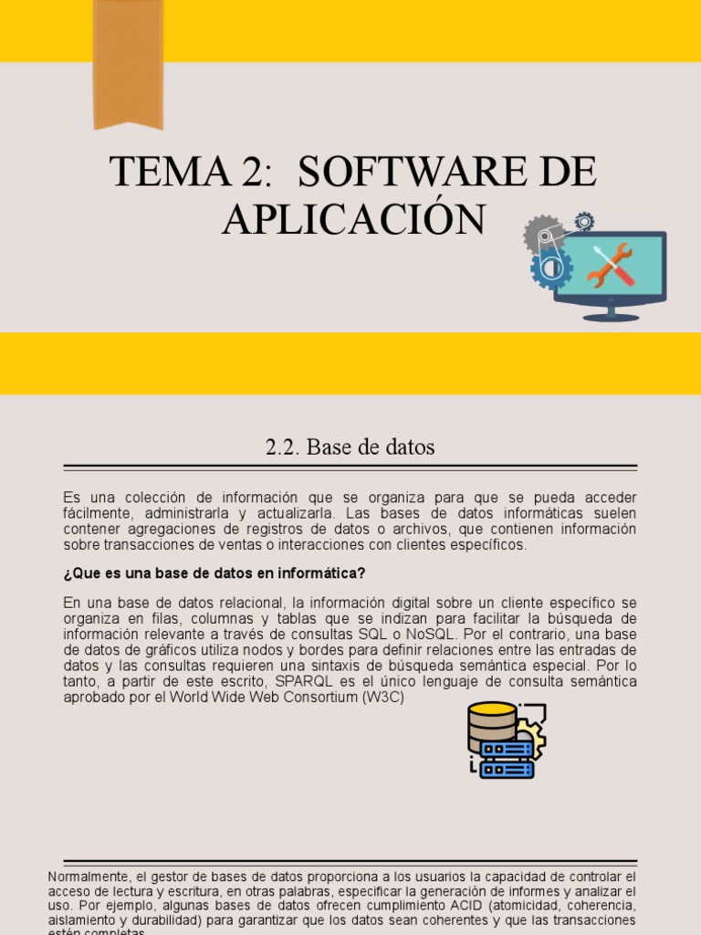 2.2. Base de Datos-Tema 2 Software de Aplicación | PDF | Bases de datos | SQL