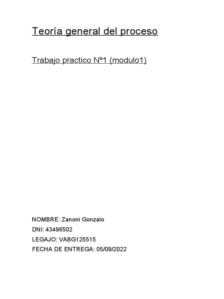 Teoría General Del Proceso 1 | PDF | Demanda judicial | Ley procesal