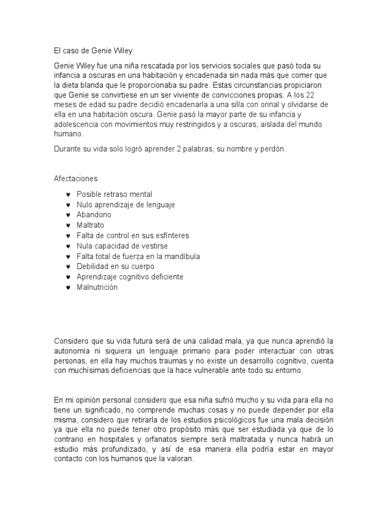 El Caso de Genie Wiley | PDF