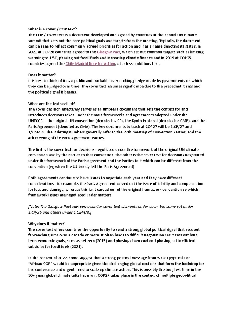 Understanding COP Cover Text | PDF | Sustainability | Climate Change