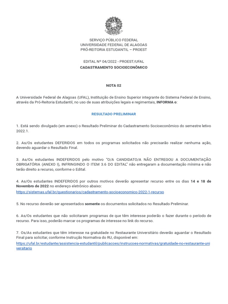 Nota 02 - Resultado Preliminar | PDF