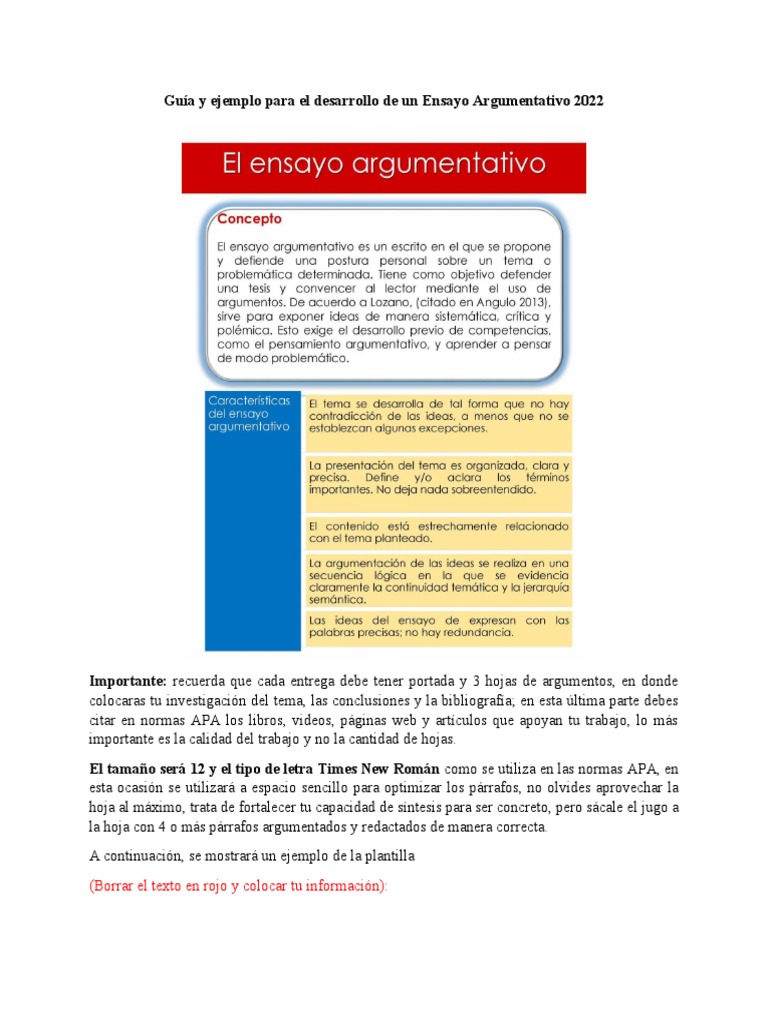 Guía para Ensayo Argumentativo 2022 | PDF | Estilo apa | Ensayos