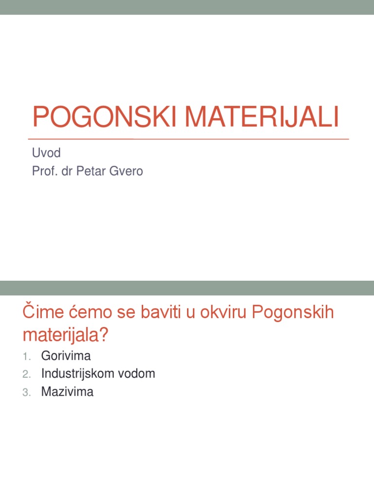 Pogonski Materijali I 2020 | PDF